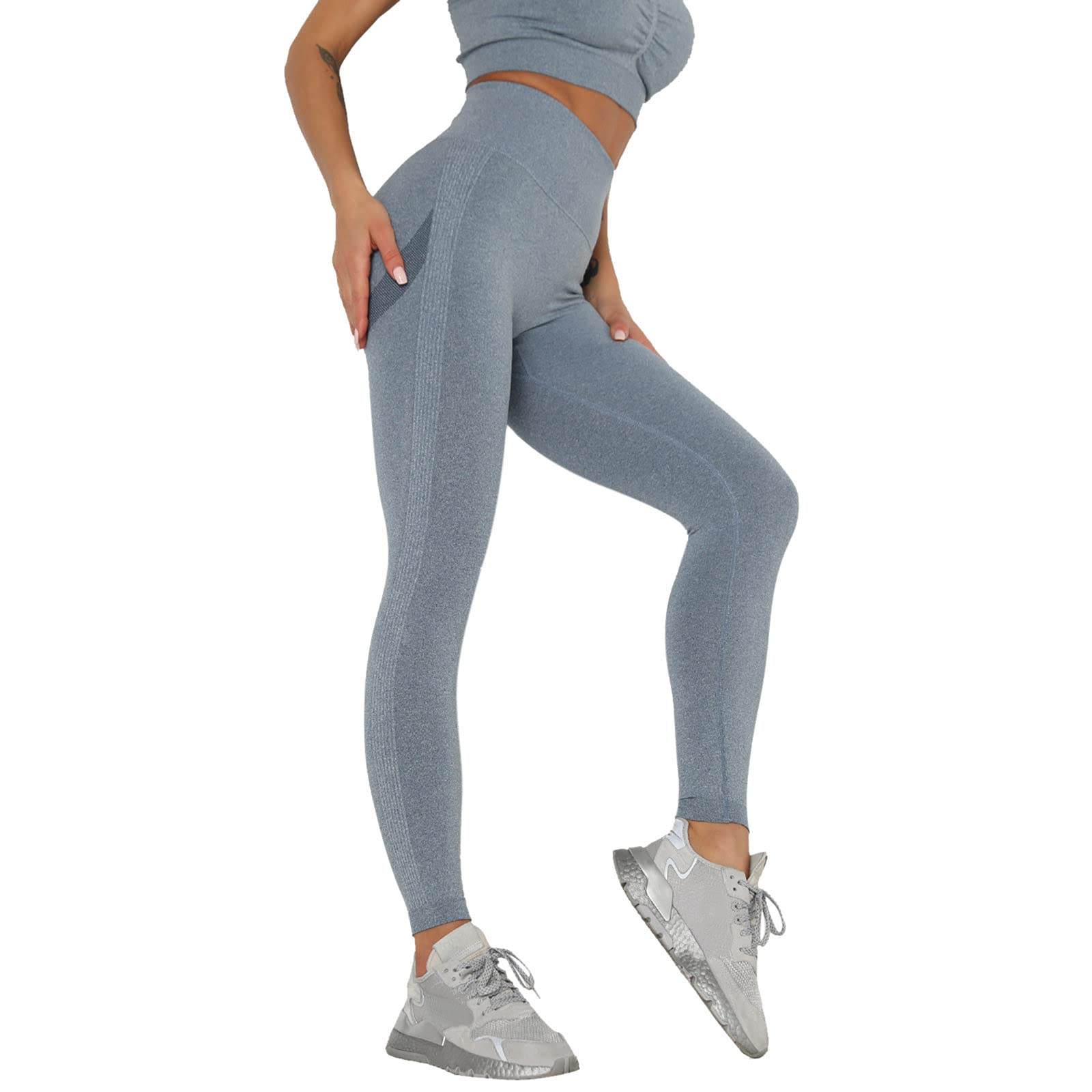 Bblulu Women's Butt Lift Seamless Leggings Tummy Control Compression Yoga Pants Running Sport Tights 4 Way Stretch Leggings