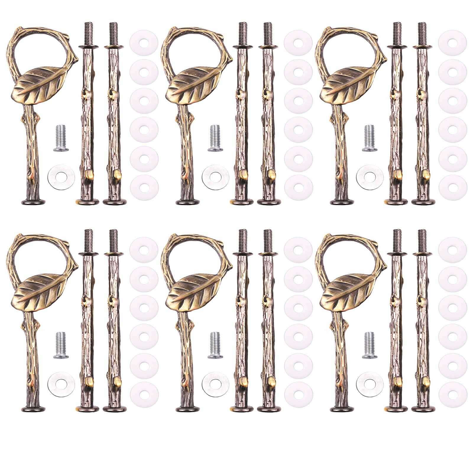 3-Tier 13.5āā Cupcake Stand Hardware Fittings, Metal Mold Crown Holder DIY Making for Fruit Plate Cake Stand Snack Tray Replacement Parts for Tea Party Wedding Decoration (6 Sets - Retro Gold Leaf)