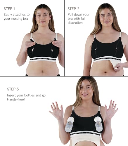 Bravado Designs Women’s Pumping Bra Hands Free | Clip and Pump | Pumping Accessory | Black | M