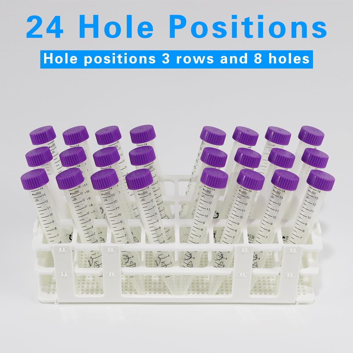 BIPEE Plastic Test Tube Rack, 21 Holes,Test Tube Holder for 50ml Test Tubes, White Vial Holder, Detachable Test Tube Holder Rack (1pcs,21 Holes)