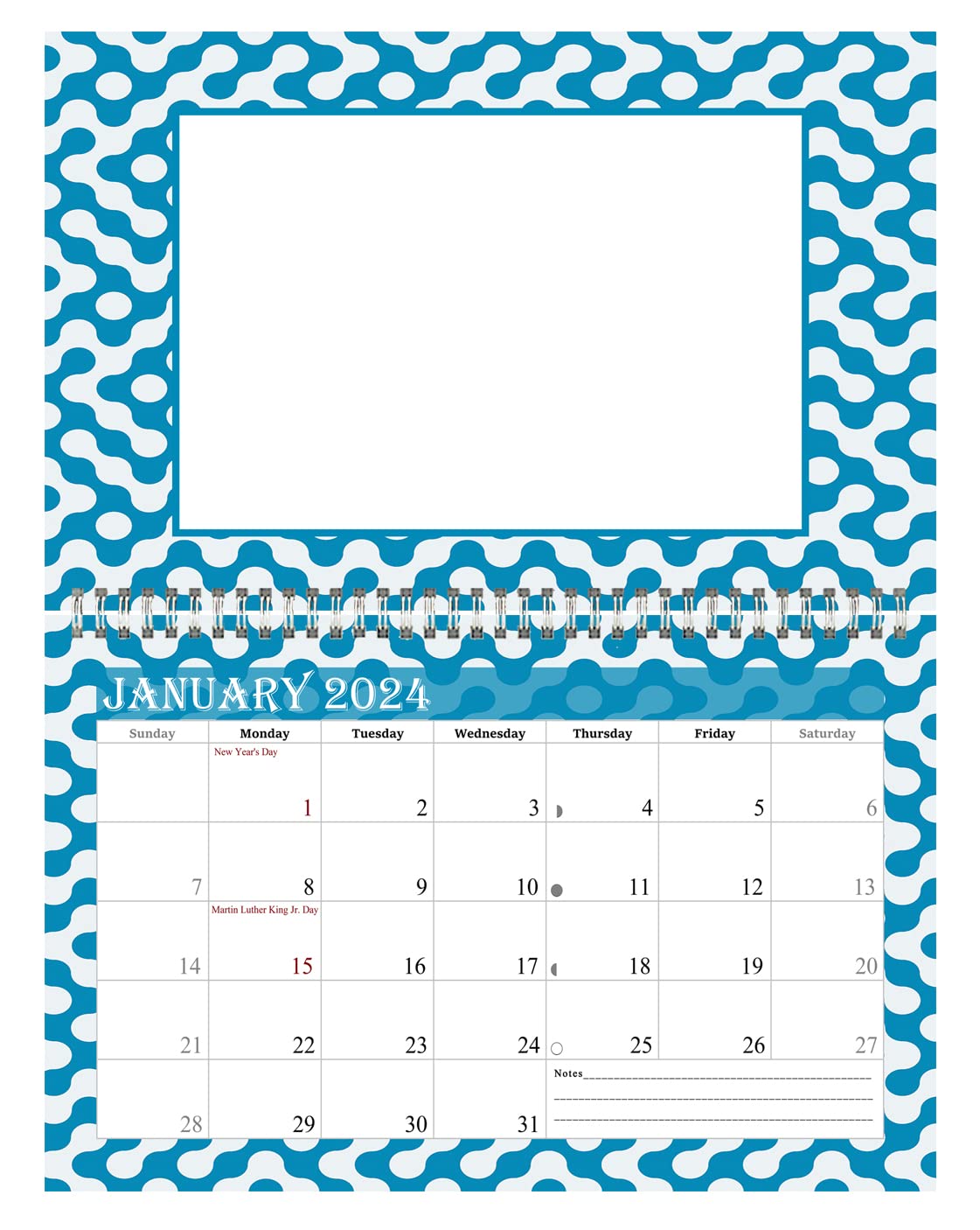 2024 Photo Frame Wall Spiral-bound Calendar (Add Your Own Photos) - 12 Months Desktop/Wall Calendar/Planner - (Geometrics Edition #004)
