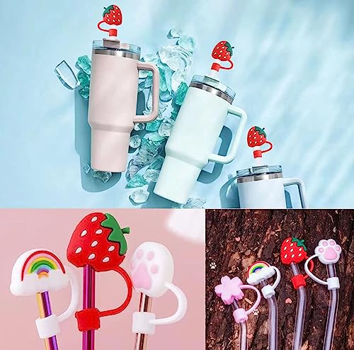 4Pcs Straw Covers Cap Silicone Straw Tips Cover Cute Drinking Straw Plugs Straw Tips Lids Straw Toppers Straw Protector Cover for Tumblers Reusable Straws(mixed)