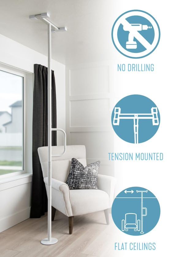 Able Life Universal Floor to Ceiling Grab Bar, Adjustable Floor to Ceiling Safety Pole with Security Support Handle for Fall Prevention, Tension Mounted Transfer Pole for Adults, Seniors, and Elderly
