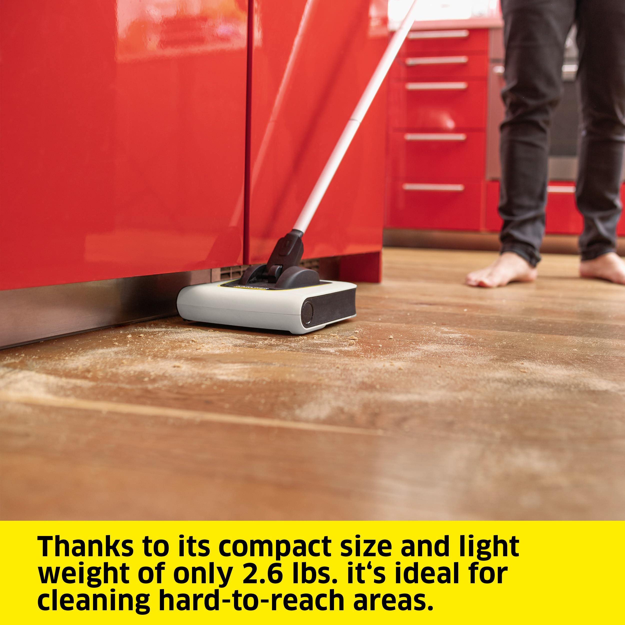 Kärcher KB 5 Electric Floor Sweeper Broom - Multi-Surface - Lightweight and Cordless - Ideal for Fur, Hair, Dirt, & Debris - 8.25" Cleaning Width - White