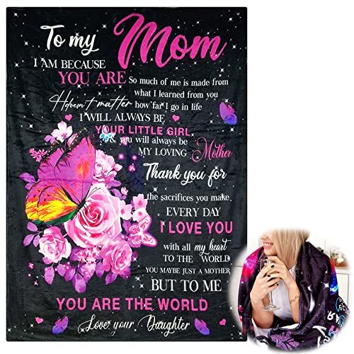 Aiishow Gifts Blanket for Mom Mother's Day, 59"x79" Cozy Flannel Throw Blankets, Rose Print Throw Blanket Gifts for Women, Unique Mother Gifts from Daughter or Son, Birthday, Mothers Day, Christmas