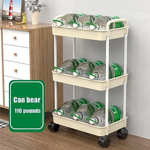 3-Tier Rolling Utility Cart, Rolling Organization Cart with Handles and Lockable Wheels, Easy Assembly Multifunctional Storage Trolley Art Cart for Bathroom, Kitchen, Living Room, Office