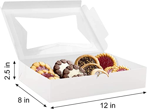 Moretoes 24pcs 12 Inch Cookie Boxes with Window 12x8x2.5Inches Bakery Boxes Pastry Boxes Treat Boxes for Desserts, Chocolate Strawberries, Pies, Donuts, Muffins, Boxes for Breakable Heart