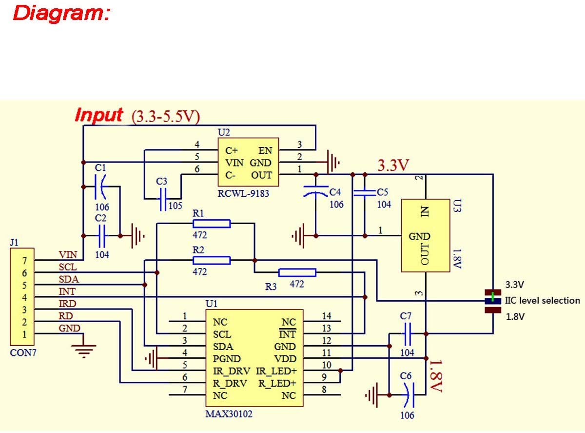 2pcs Heart-Rate Sensor Module, MAX30102 Blood Oxygen Sensor, Compatible with Ar duino STM32