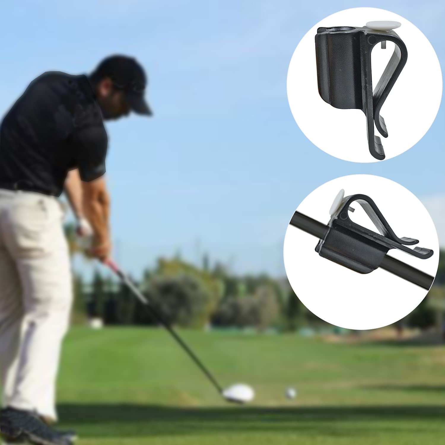 2PCS Golf Club Bag Clips On Putter Clamp Holder Organizer Value Durable Plastic Black Putting Clip Golf Accessories for Men Women Golfer