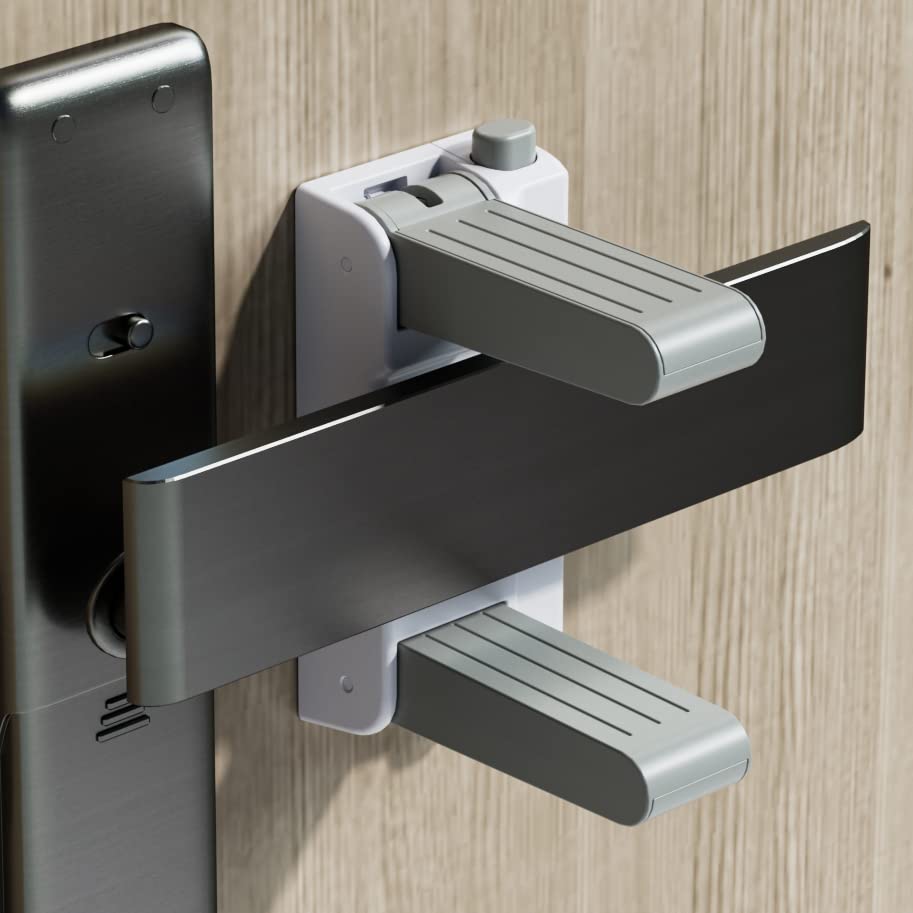 2 Pack Door Lever Lock Childproof,Child Safety Door Handle Locks with 3M Adhesive Backing, Keep Baby Safe,No Drilling,No Tools Needed and Easy to Install