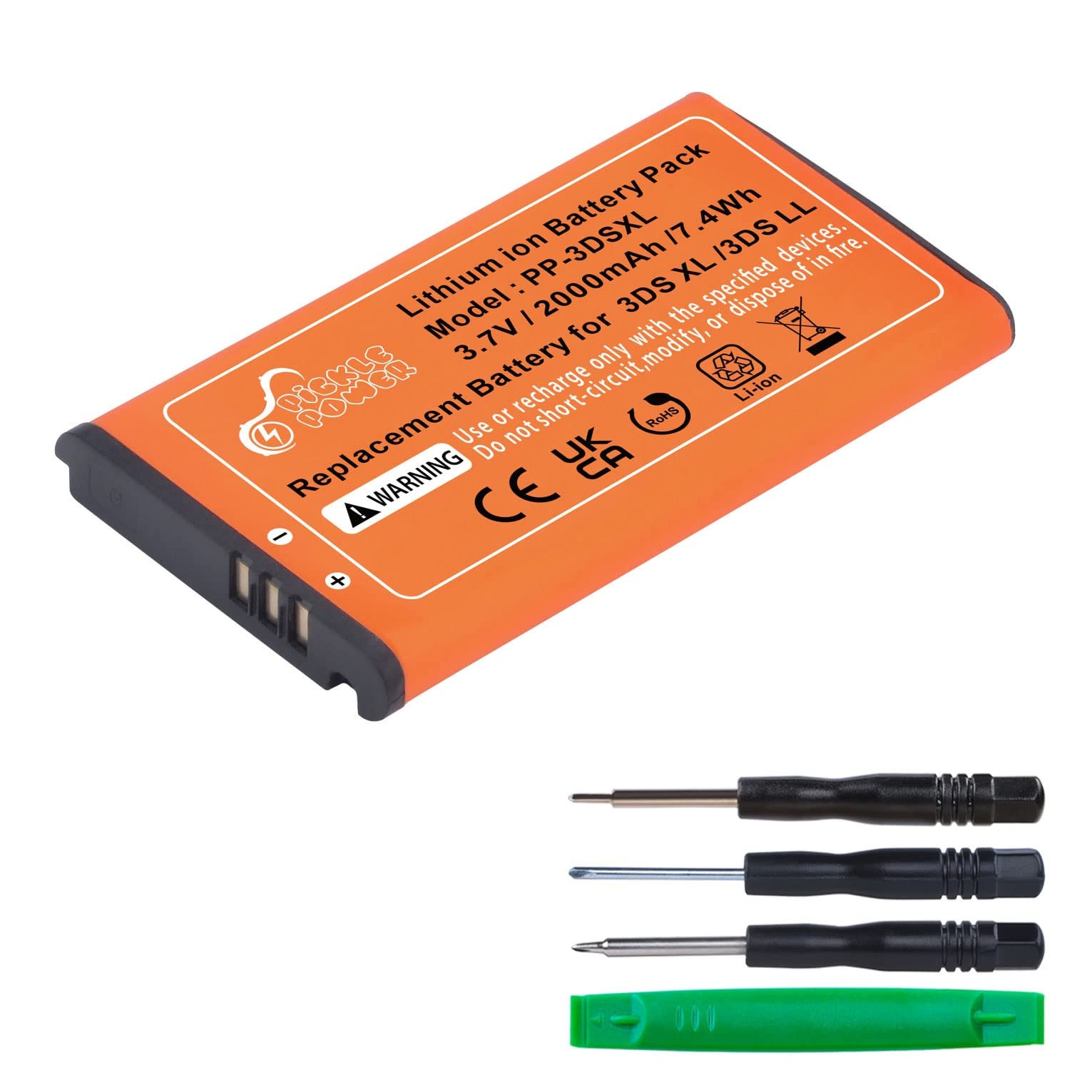 3DS XL Battery Replacement,Pickle Power 2000mAh SPR-003 Battery Compatible with Nintendo 3DS LL/XL Console with Tool Kit