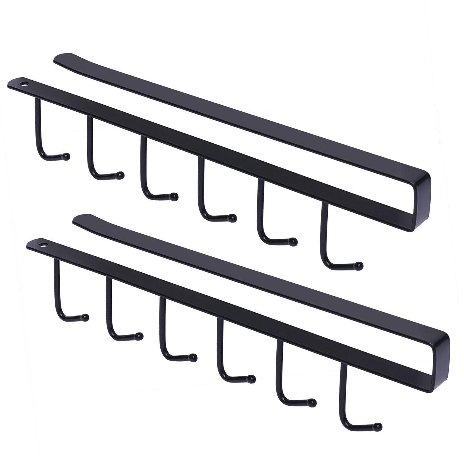 2PCS Kitchen Hook, 6-Hooks Mug Hooks, Mug Holder Rack Under Cabinet, Cups Wine Glasses Storage Hooks, Coffee Cup Mug Holder, Mug Hooks Under Shelf, Racks Under Cabinet, for Flat Buttom Cabinet