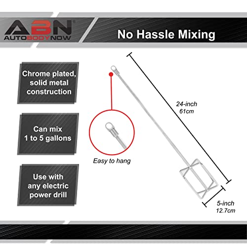 ABN Power Drill Mixer Attachment - Paint, Cement, Grout, Thinset Material Bucket Mixer 5in x 24in