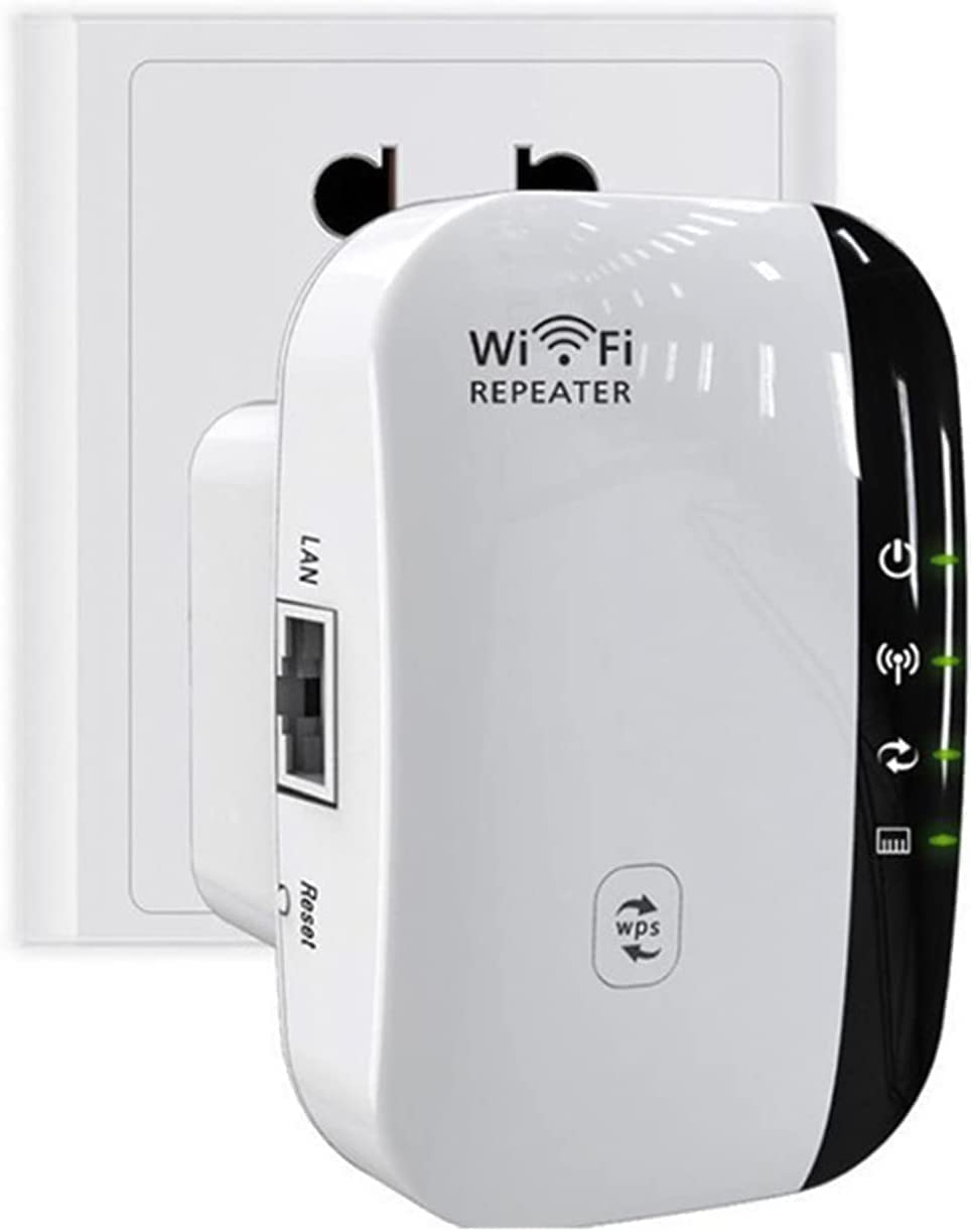 300Mbps WiFi Extender Signal Booster, Wireless Dual-Band Network Repeater, WiFi Range Extender, with Ethernet Port, 1-Tap Setup Access Point,Covers Up to 2640 Square Feet White