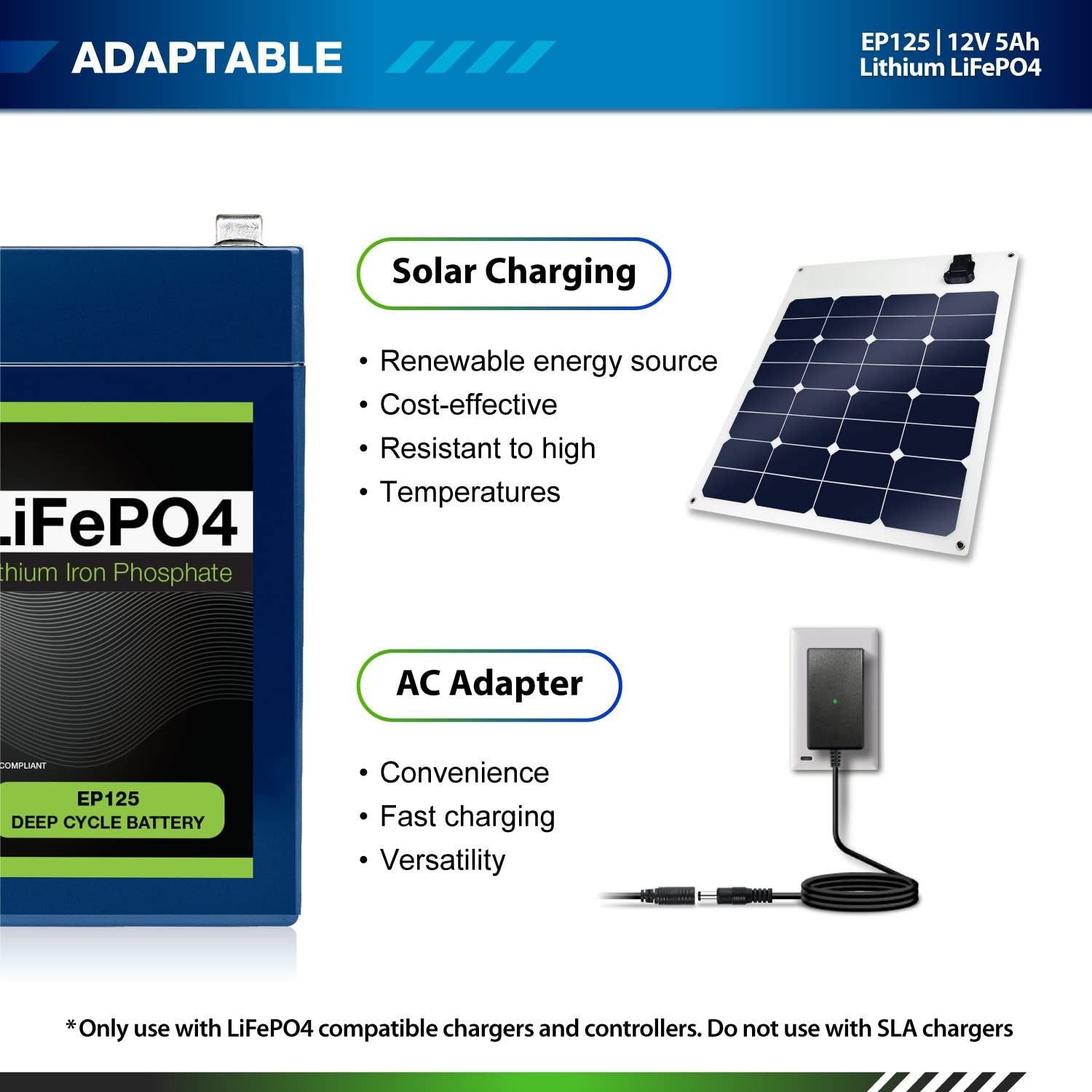 ExpertPower 12V 5Ah Lithium LiFePO4 Deep Cycle Rechargeable Battery | 2500-7000 Life Cycles & 10-Year Lifetime | Built-in BMS
