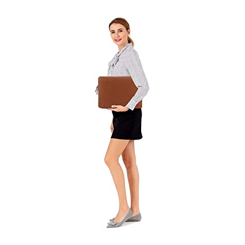 MOSISO Laptop Sleeve Bag Compatible with MacBook Air 13 M2 A2681 M1 A2337 A2179 A1932/Pro 13 inch M2 M1 A2338 A2251 A2289 A2159 A1989 A1706 A1708, PU Leather Padded Bag Waterproof Case, Brown