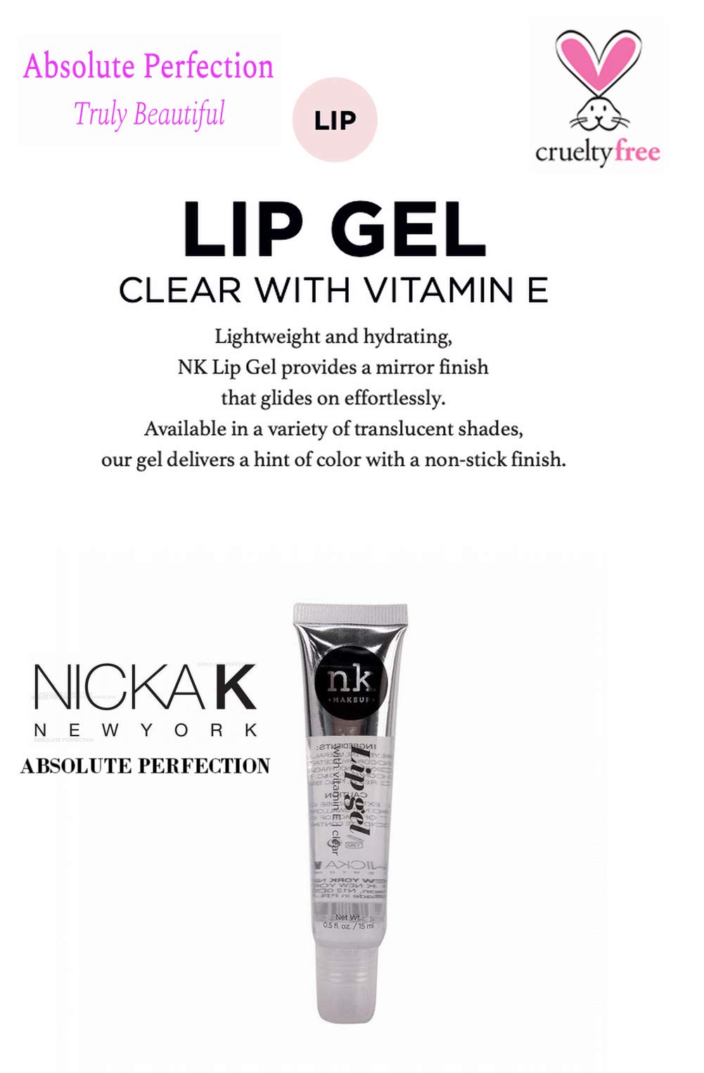 NICKA K NEW YORK 5 Flavors NK Hydrating Lip Gel Rosehip Argan Oil Mint Aloe Clear Moisturizing Clear Gloss