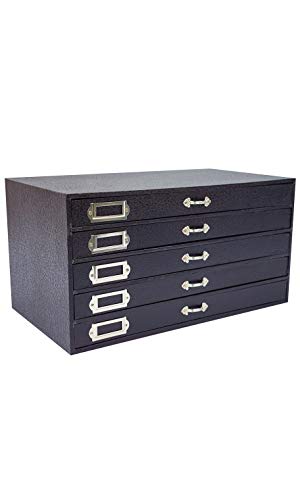 SSWBasics Jewelry Storage Organizer (Jewelry Box), Black Faux Leather 5-Drawer Jewlery Case
