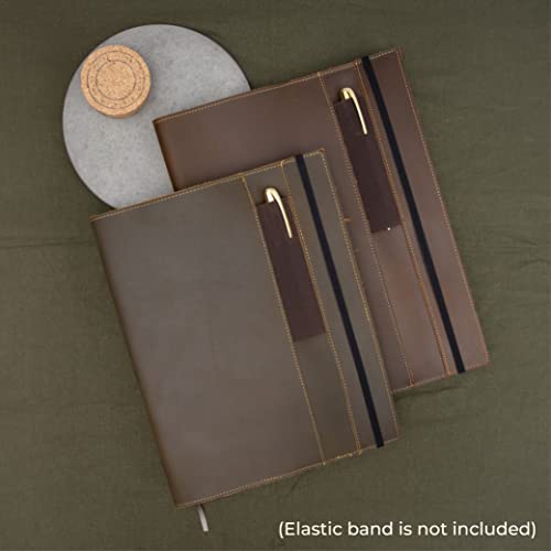 Leather Refillable Journal Cover for Men and Women, Handmade Gift Set for Moleskine Cahier XL with Stylish Pen and Card Holder, Vintage and Classic, Notebook, Sketchbook, Planner and Diary (10.5x16.4")