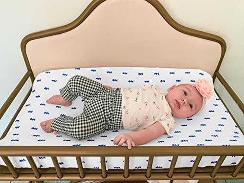 Changing Pad Cover β Premium Baby Changing Pad Covers 4 Pack β Boy or Girl Changing Pad Cover β Pure Cotton Machine Washable Navy and White Changing Table Cover β Diaper Changing Pad Cover Sheets