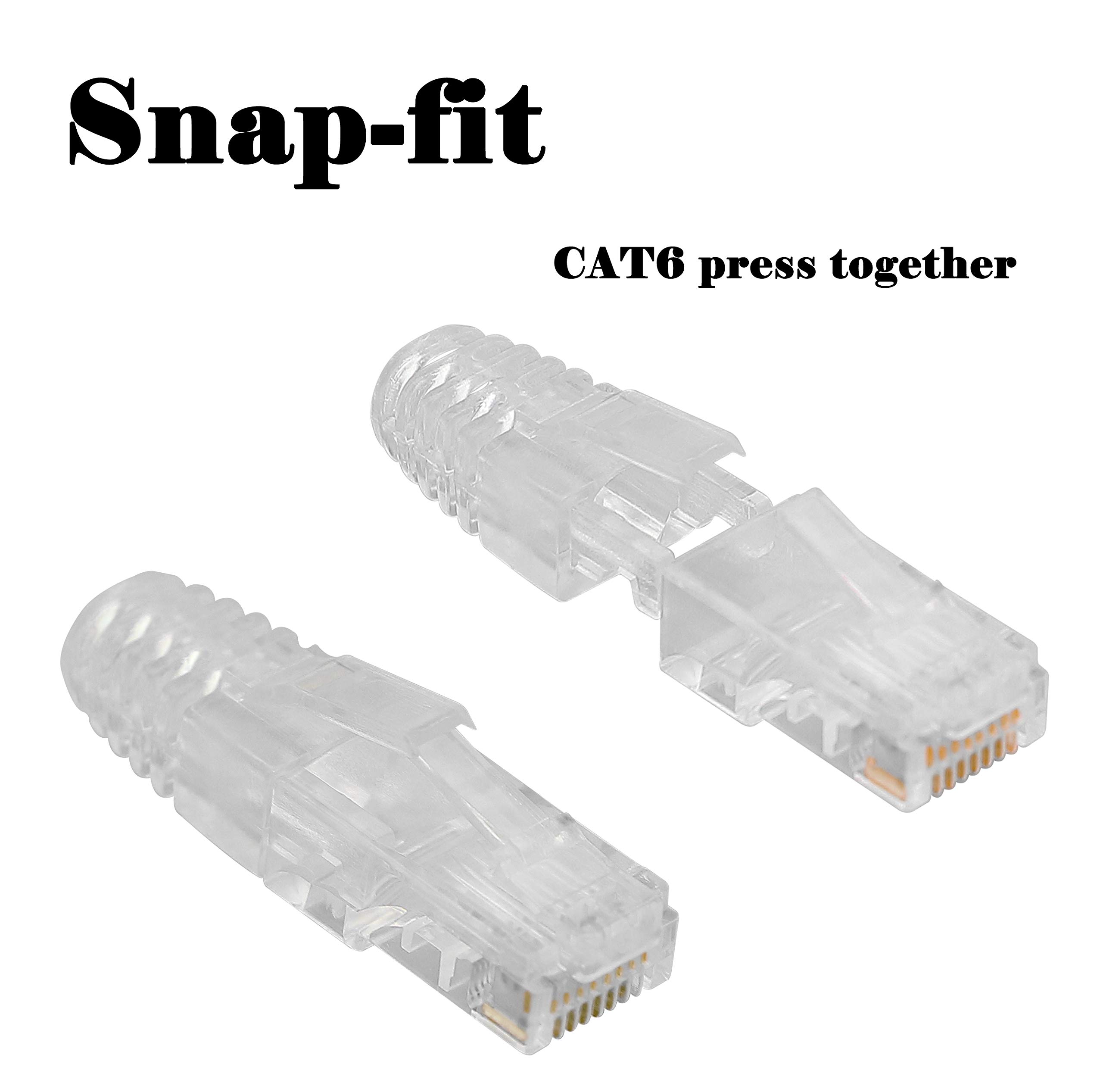 GELRHONR 100 Pcs RJ45 CAT6 Strain Relief Boots Connector for Standard CAT6 CAT6A Ethernet Cable LAN Cable Connector Boot Cover for Various Diameter LAN Cable-Clear