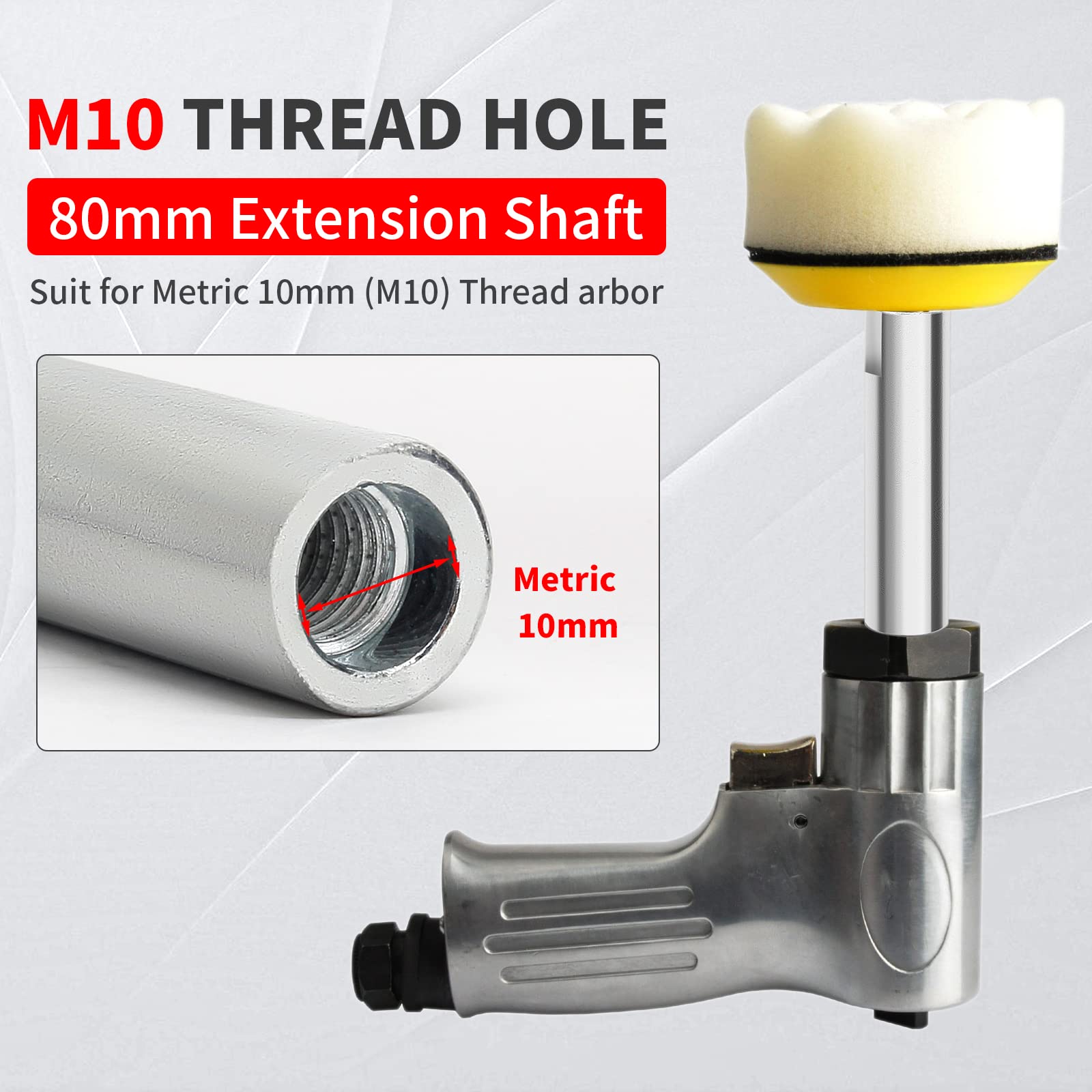 Rierdge Angle Grinder Extension Connecting Rod, 3/8" M10 Thread Hole 80mm Extension Shaft Stainless Steel Rotary Extension Shaft for 100 Type Angle Grinder, 3 Pcs