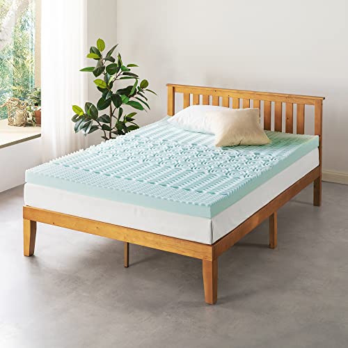 Mellow 4 Inch 5-Zone Memory Foam Mattress Topper, Cooling Gel Infusion, Full