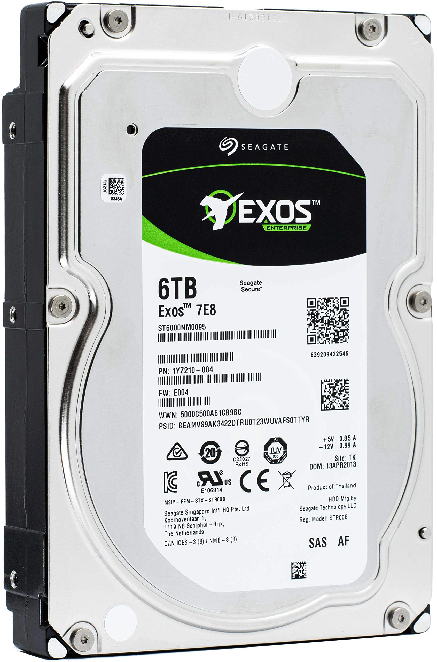 Seagate Exos 7E8 6TB 7200 RPM 512e SAS 12Gb/s 256MB Cache 3.5-Inch Enterprise Hard Drive - ST6000NM0095 (Renewed)