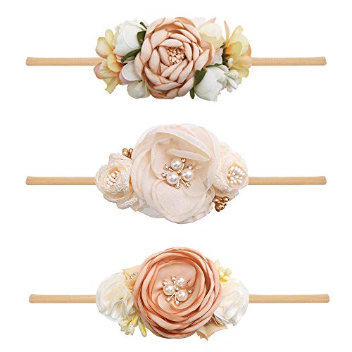 mligril Baby Girl Floral Headbands Set - 3pcs Flower Crown Newborn Toddler Hair Accessories