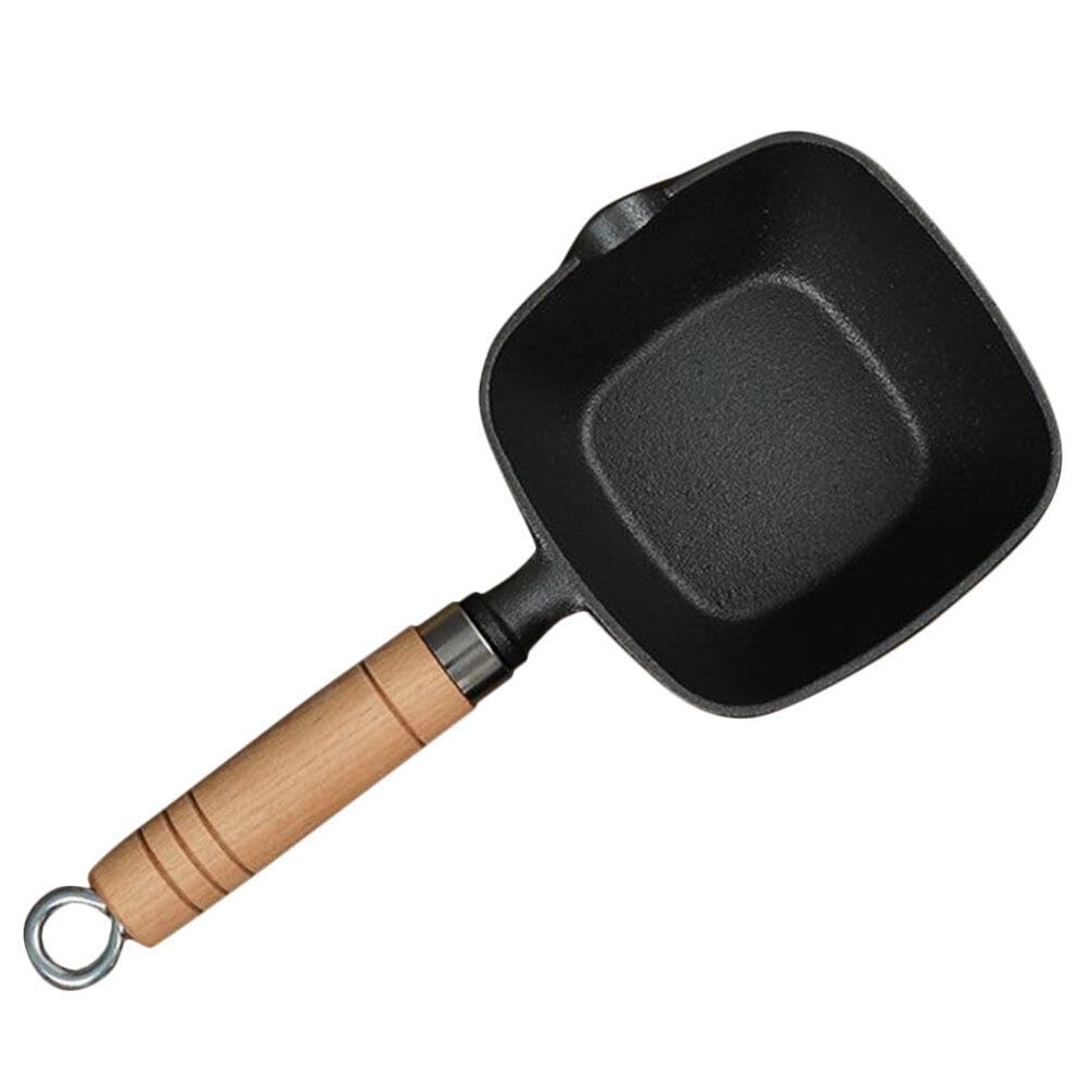 Yardwe Cast Iron Pot, Butter Iron Oil Heating Pot with Wooden Handle Cookware Melting Pot (5inch)