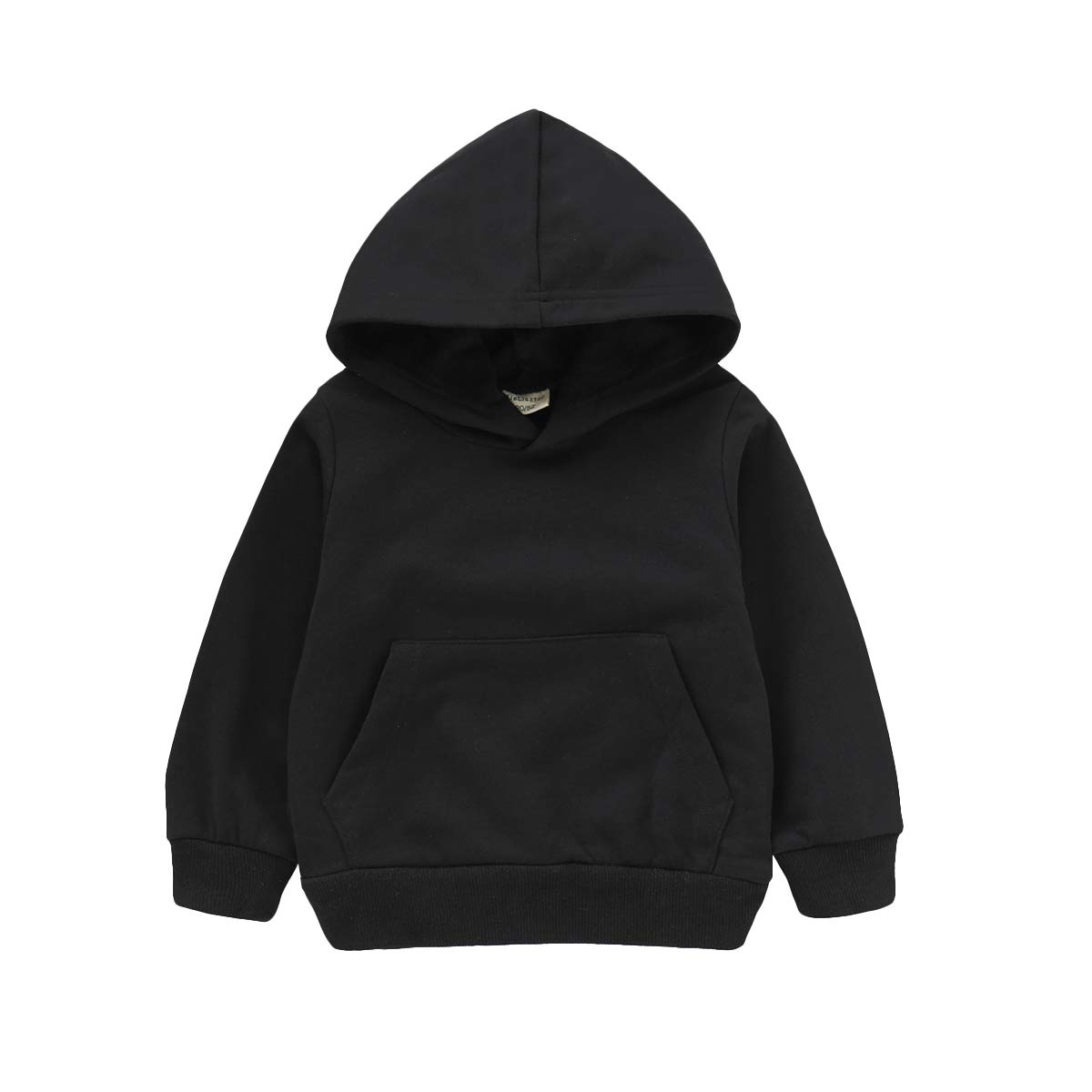 MODNTOGA Baby Sweatshirt 1-6 Years Old,Toddler Boy Girl Kids Autumn Winter Long Sleeve Solid Hooded Casual Tops Pullover (Black No Fleece, 90(2T))