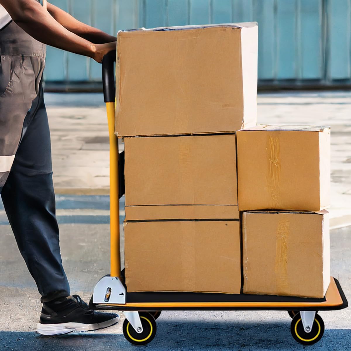 2 Pack Foldable Push Cart Dolly 35" x 24" Heavy Duty 880 lbs Capacity Platform Truck | Flatbed Cart with Swivel Wheels | No Assembly Required | Easy Storage | Ideal for Warehouses Storage and Stores