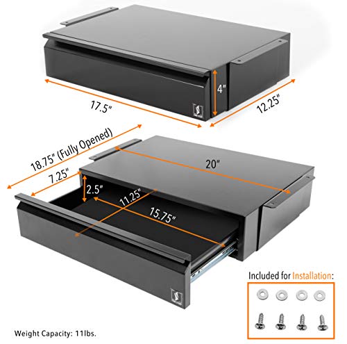 Stand Steady Attachable Under Desk Drawer | Pull-Out Storage Organizer with Smooth Sliding Tracks | Spacious Storage Drawer Easily Mounts to Desks and Workstations (Black / 17.5 x 11.5)