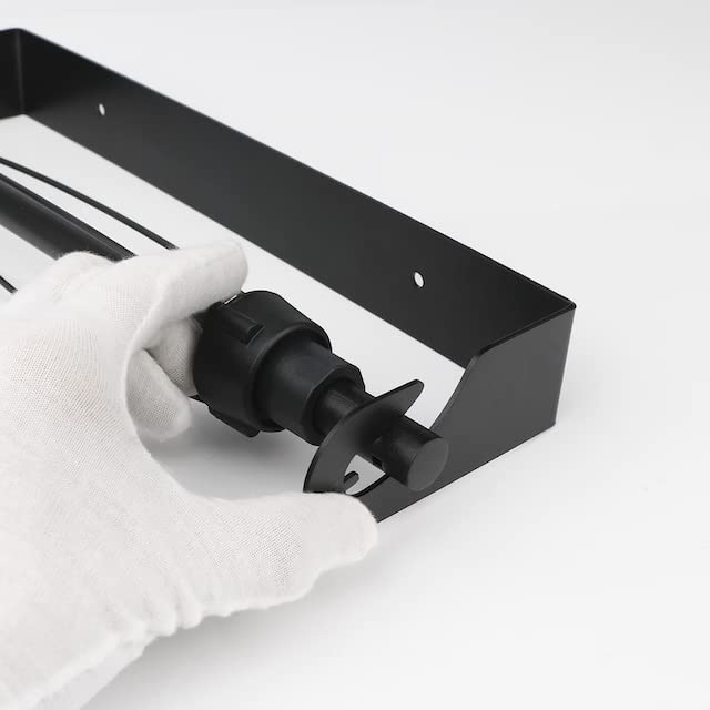 2024 Upgraded Paper Towel Holder - Extra Long Arms for Any Size Paper - Made of Ultra-Strong Steel - Wall/Under Cabinet Mountable with Adhesive or Screw Installation - Durable Black Materials