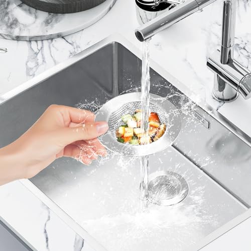 4PCS Kitchen Sink Strainer Sink Stopper, Universal Sink Strainer Stopper Kit, Silicone Drain Plug Cover, 4.5 Inch Stainless Steel Sink Drain Strainer, Food Catcher for Kitchen (Strainers & Stoppers)