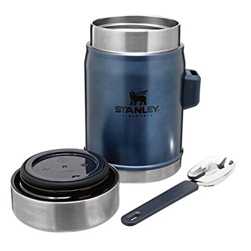 Stanley Classic Legendary Food Jar 0.4L Nightfall with Spork β BPA Free Stainless Steel Soup Flask - Keeps Cold or Hot for 7 Hours - Leakproof - Dishwasher Safe