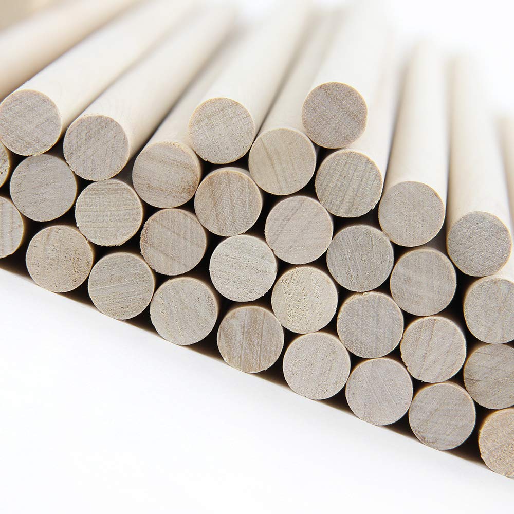 3/8 x 12 Inch, Wooden Dowel Rods, Unfinished Round Sticks for Pennant, Wedding, Christmas, Music Class, Party, DIY Crafts, 50 pcs
