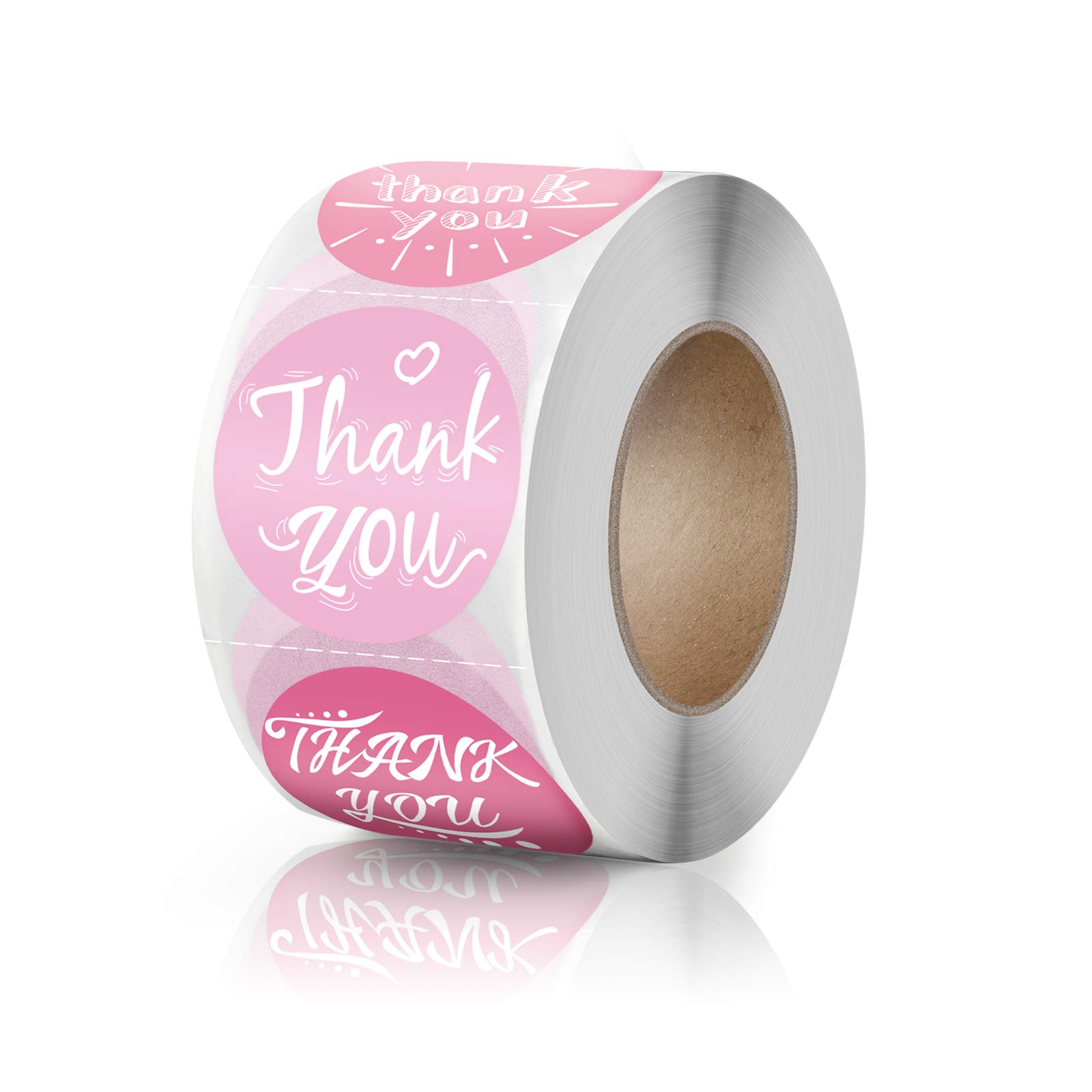 Thank You Stickers Seals,4 Unique Pink Designs for envelopes, Favors, Weddings, Bridal Shower, Gift Packaging - 1.5" inch Round Adhesive Labels for Business and Personal use (500Labels/Roll)