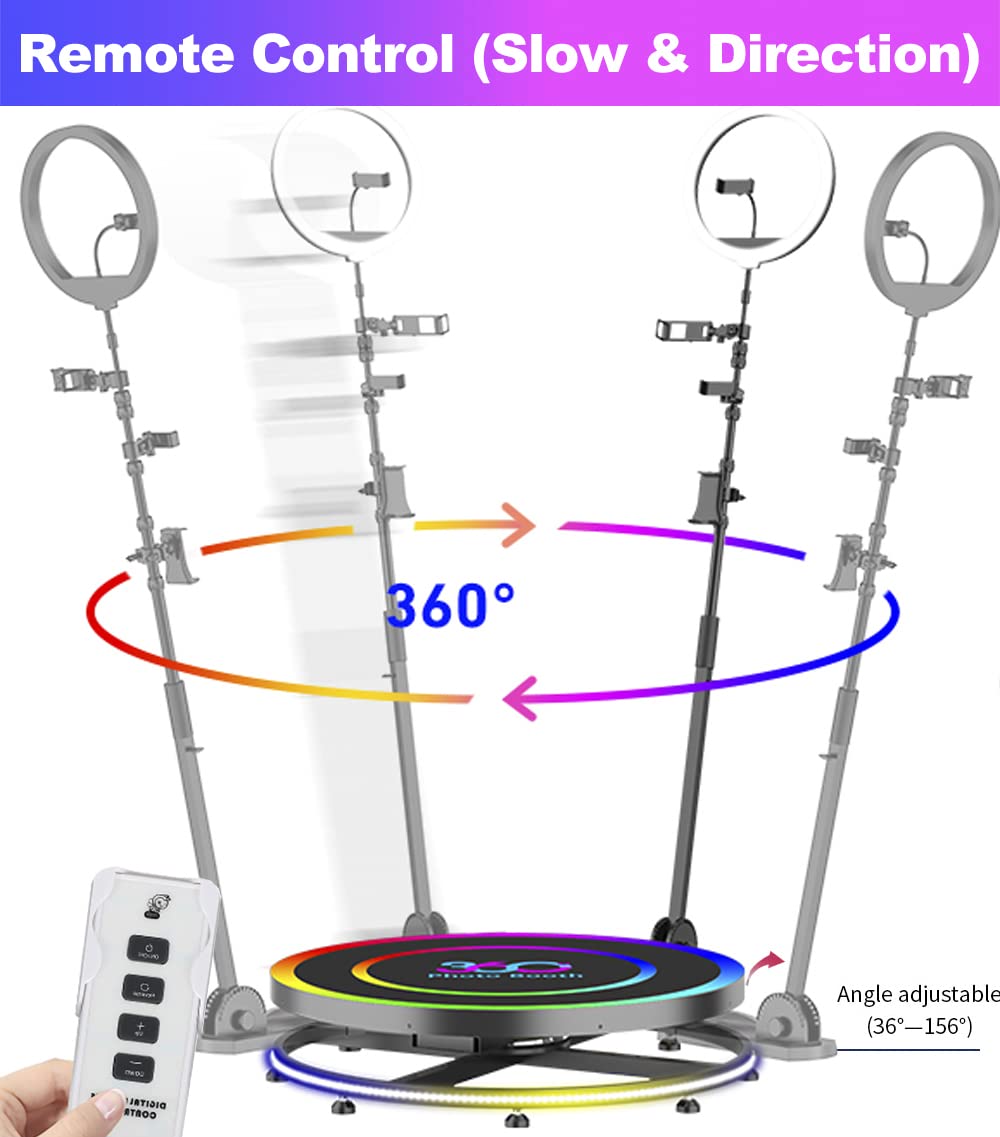 360 Photo Booth Machine for Parties, Weddings, Live Streaming,360 Spin Photo Booth Stand Free Custom Logo.360 Camera Booth Machines with Flight Case 80cm 31.5''