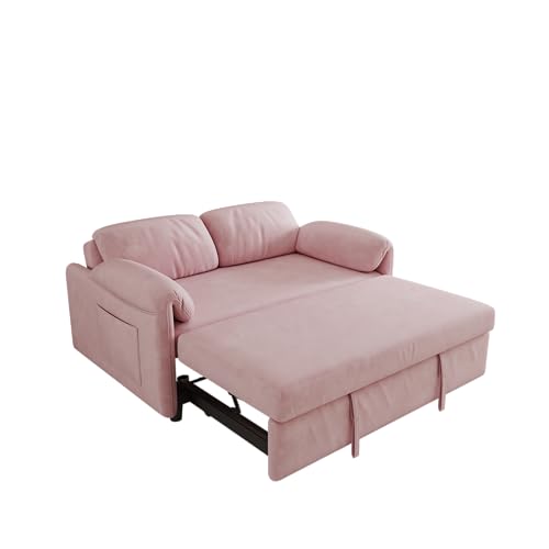 54"W Loveseat Sofa Convertible Sleeper Sofabed ,2 Seater Functional Love Seat Sofa&Couch W/Pull Out Couch Bed, Reclining Backrest and Reversible Pillows Armrests for Office Apartment RV Living Room