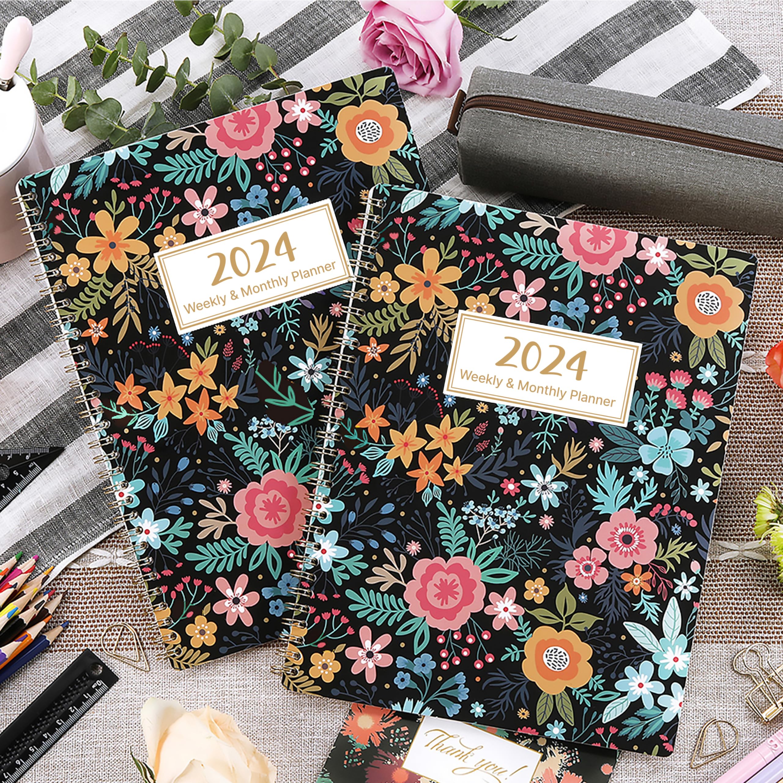 2024 Planner - Planner 2024 with Thick Paper, Jan 2024 - Dec 2024, 8" x 10", Weekly & Monthly Planner with Twin-wire Binding, Flexible Cover