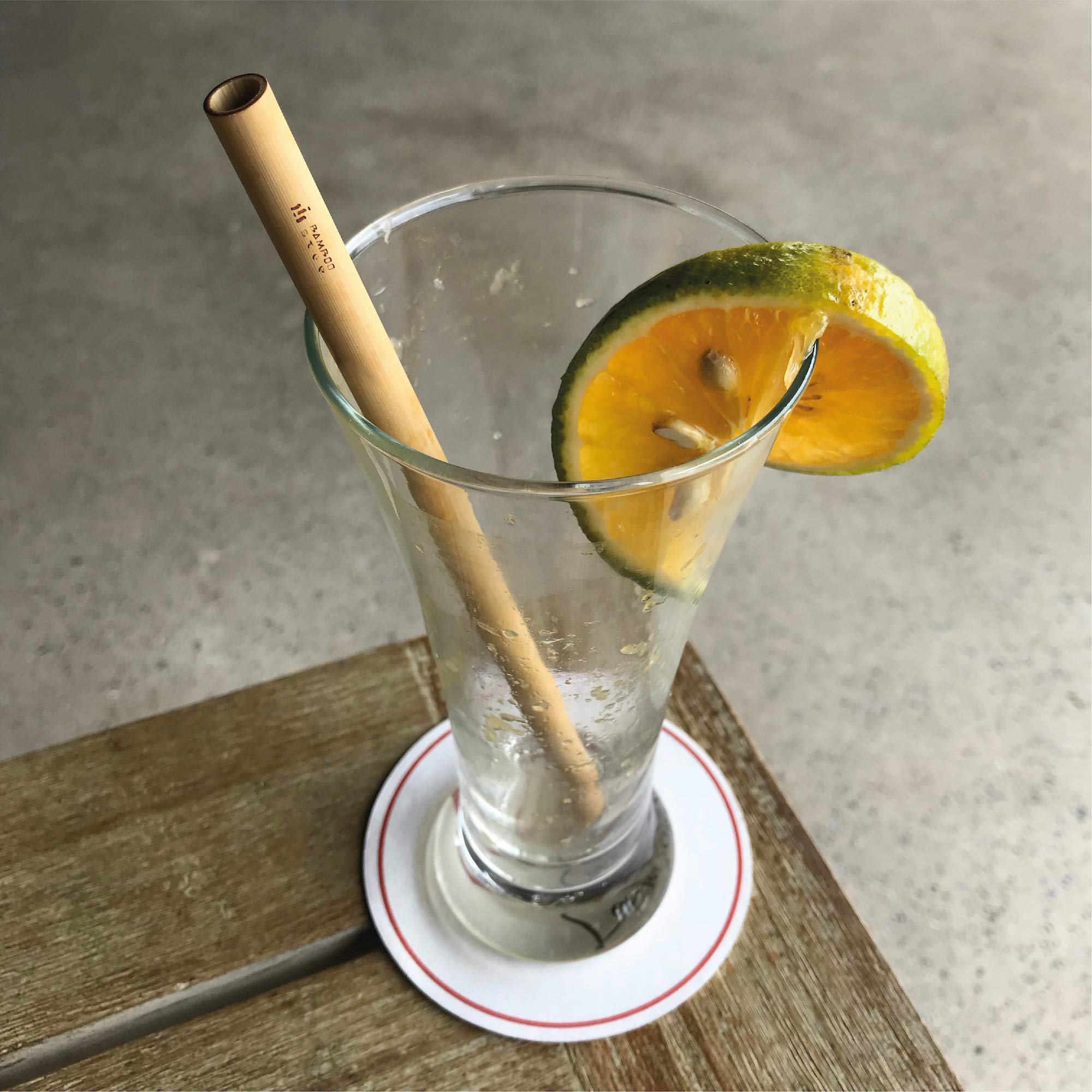 5 Bamboo Straw kit - Luxury Quality: 5 Reusable Straws of 20cm/7.9" from the SIGNATURE Line by Bamboo Step and a Cleaning Brush in a kraft paper box. (Regular Diameter Size: 0.35β / 9mm)