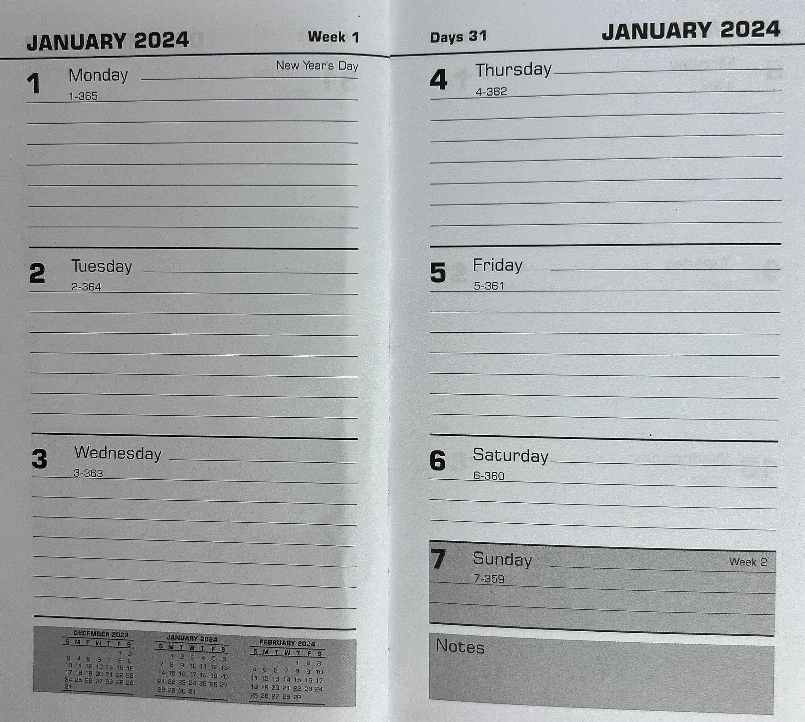 2024 WEEKLY Business Pocket Planner Agenda Calendar Appointment Diary Book 4x6 3x6 (Blue)