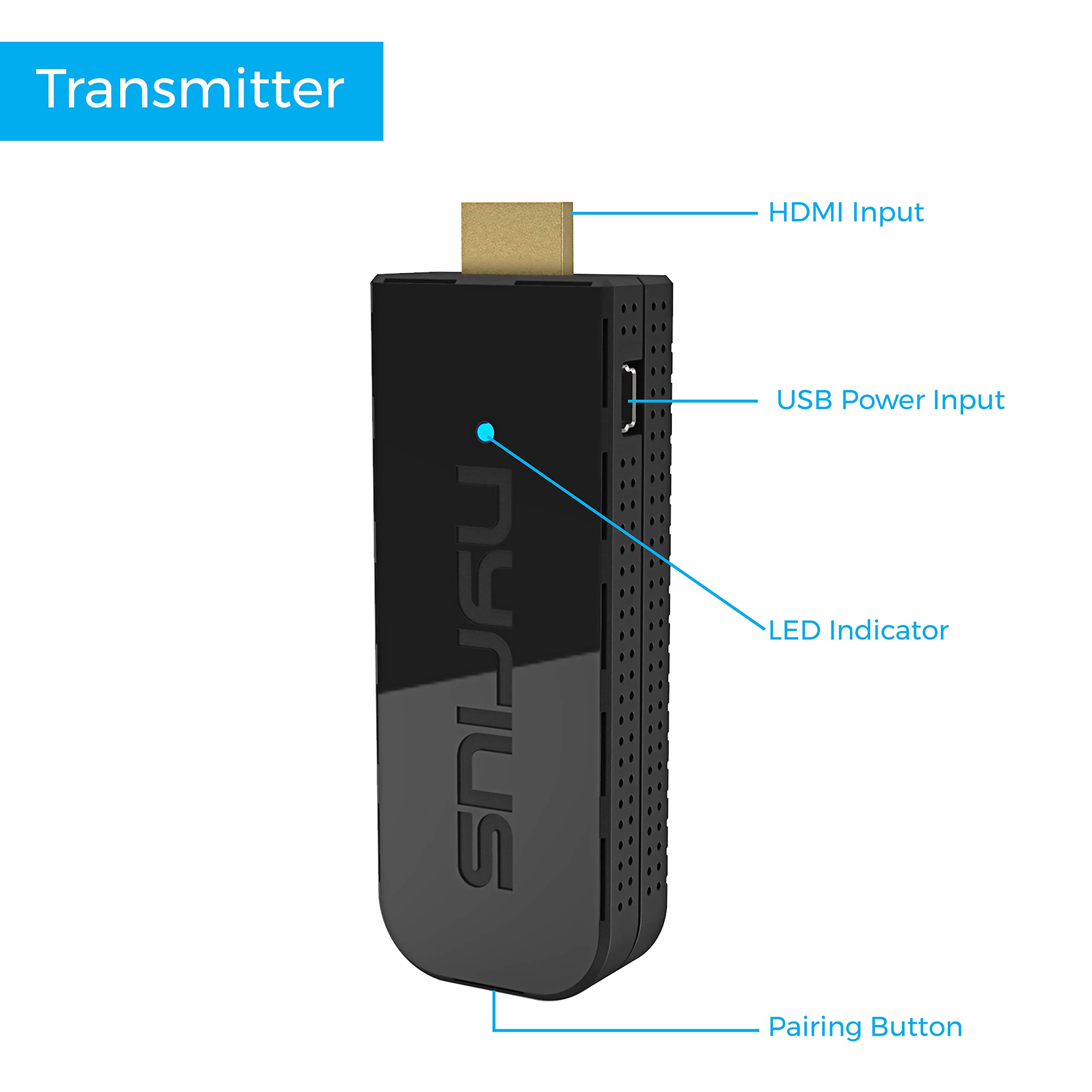 Nyrius Aries Pro+ Wireless HDMI Video Transmitter & Receiver to Stream 1080p Video up to 165ft from Laptop, PC, Cable Box, Game Console, DSLR Camera to a TV, Projector - 2 Pack