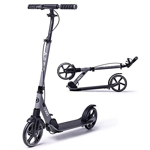 Aero Big Wheels Kick Scooter for Kids 8 Years Old, Teens 12 Years and up, Youth and Adults. Commuter Scooters with Hand Brake, Soft Rubber mat, Shock Absorption, Foldable and Height Adjustable.