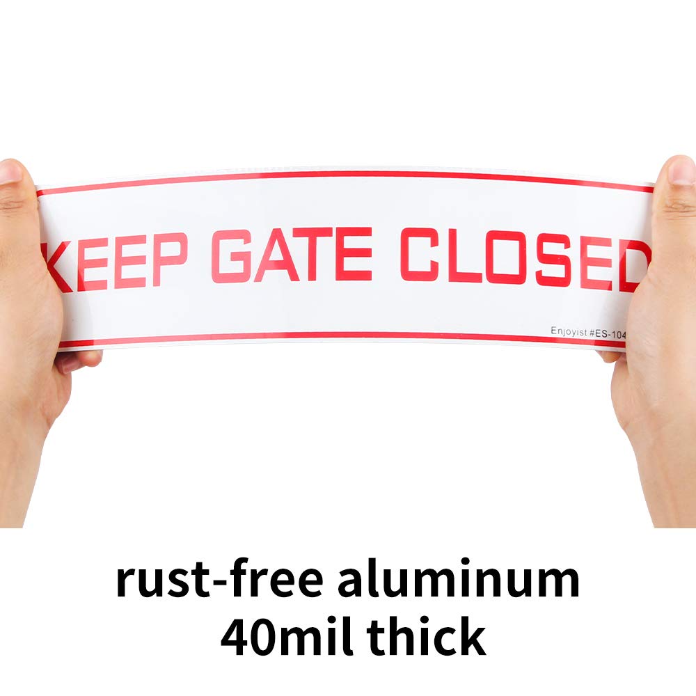 2 Pack Keep Gate Closed Sign, 12"x 3" - .040 Aluminum Sign Rust Free Aluminum-UV Protected and Weatherproof