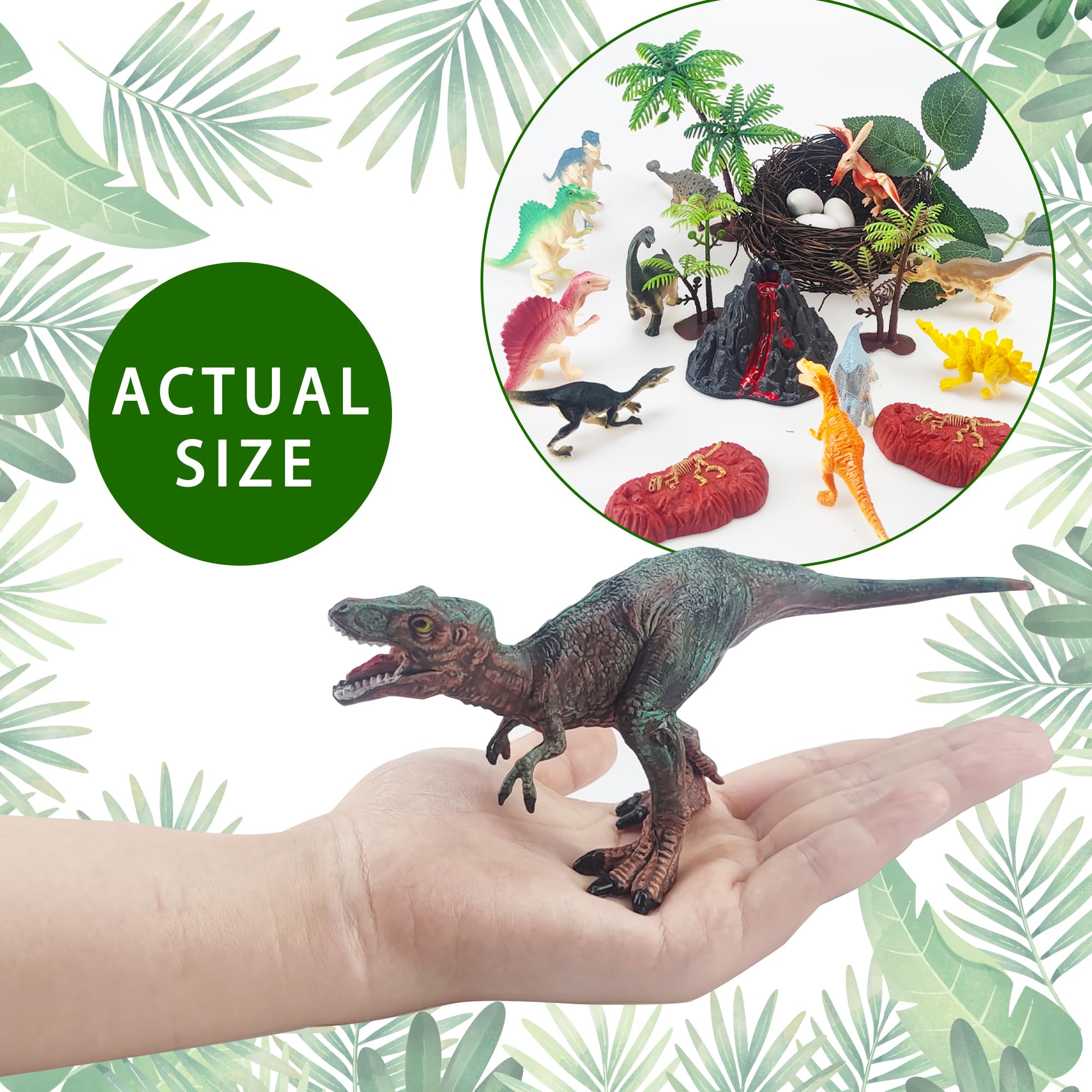 29 PCS Dinosaur Cake Toppers with Dinosaur Eggs Volcano Trees cake Decorations for Dinosaur Birthday, Boys Girls dinosaur birthday Party Cake Decorations