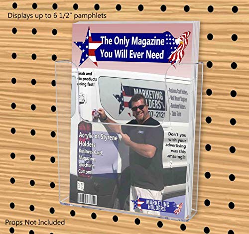 Marketing Holders 6 1/2" W Brochure Holder Peg Board Mount Pamphlet Value Pack of 24 Display Catalog Booklet Maps Literature Printed Material Menu