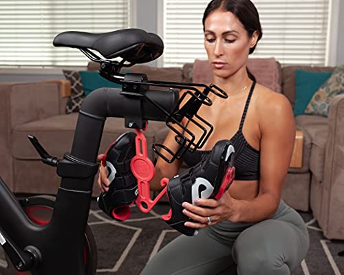 Shoe Hanging Hooks - Space-Saving Hanging Storage for Peloton Shoes, Sandals, Sneakers - Plastic Holder for Stationary Exercise Bikes - Organizer Hanger Cycling Accessories - Black