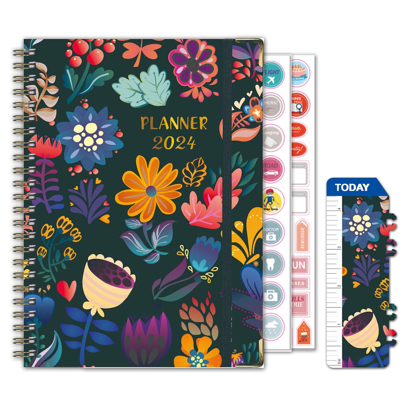 2024 Planner Weekly and Monthly, 2024 Planner 6.2" x 8.5", Academic Planner 2024,Planner Notebook with Tabs and Stickers,Twin-wire Binding,Inner Pocket, Calendar Planner Jan. 2024 - Dec. 2024 (1 Pack)